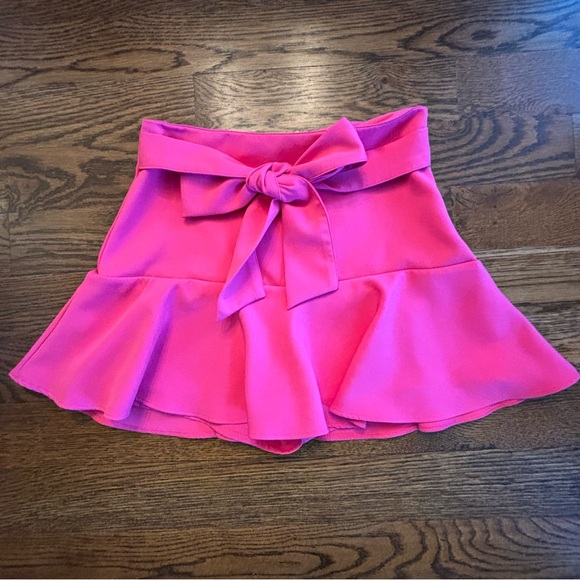 Zara | Skirts | Zara Hot Pink Tie Waist Skort Size Medium | Poshmark